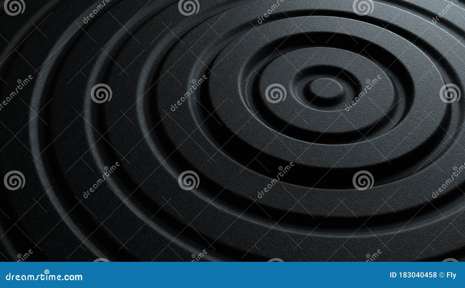 3d Illustration of Black Abstract Pattern of Concentric Ripples Stock ...