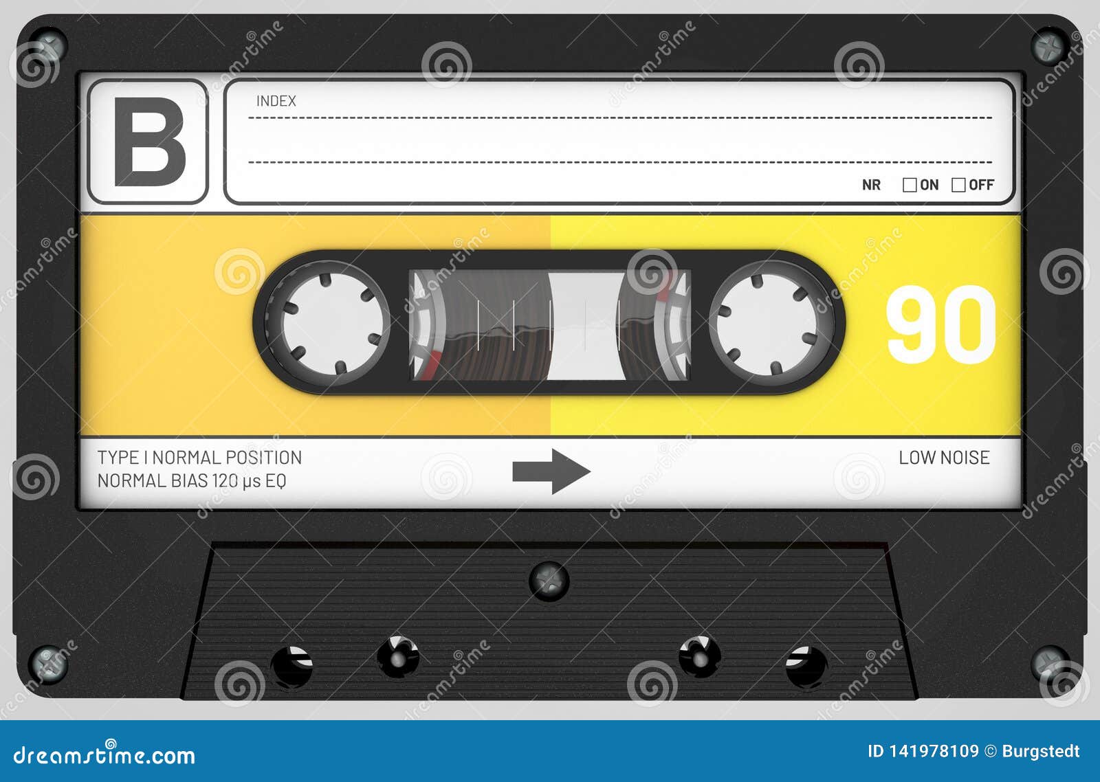 Yellow,white and Black Audio Cassette with Sticker and Label Stock ...