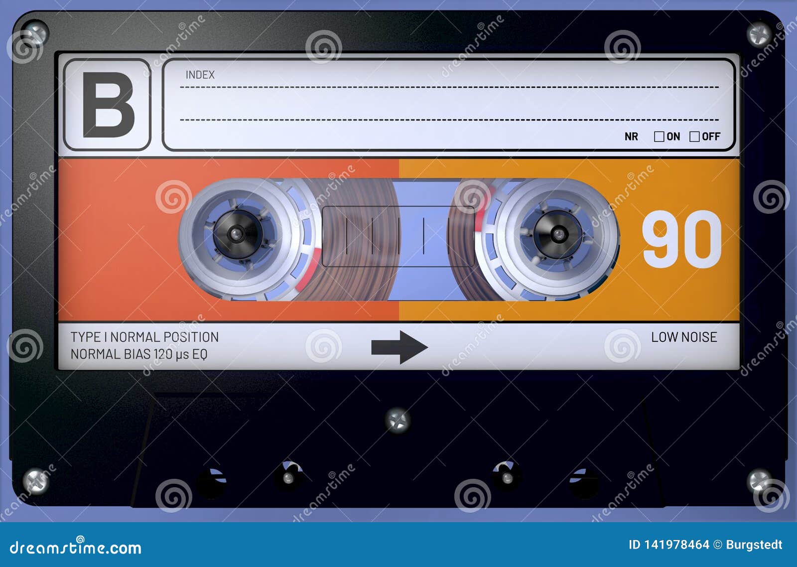 Black, Orange and White Audio Cassette with Sticker and Label Stock ...