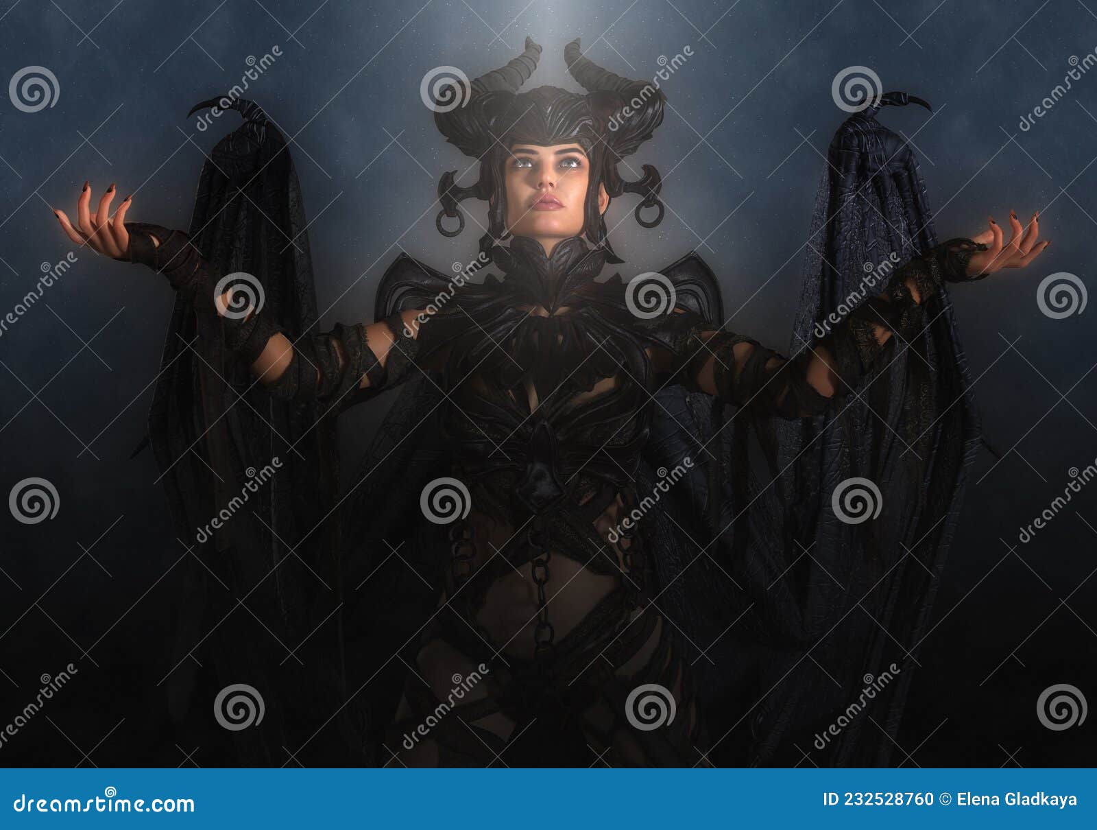 Black Magic Queen at Night 3d Illustration Stock Illustration ...