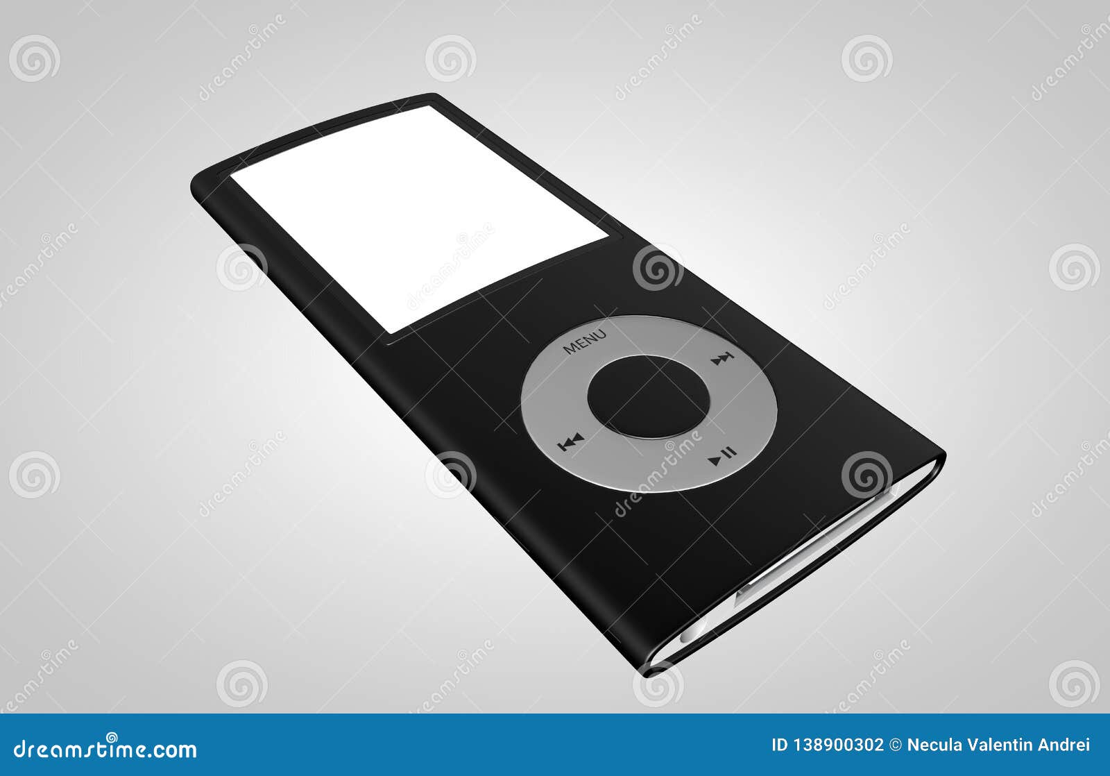 Black MP3 Player on grey stock illustration. Illustration of listening ...