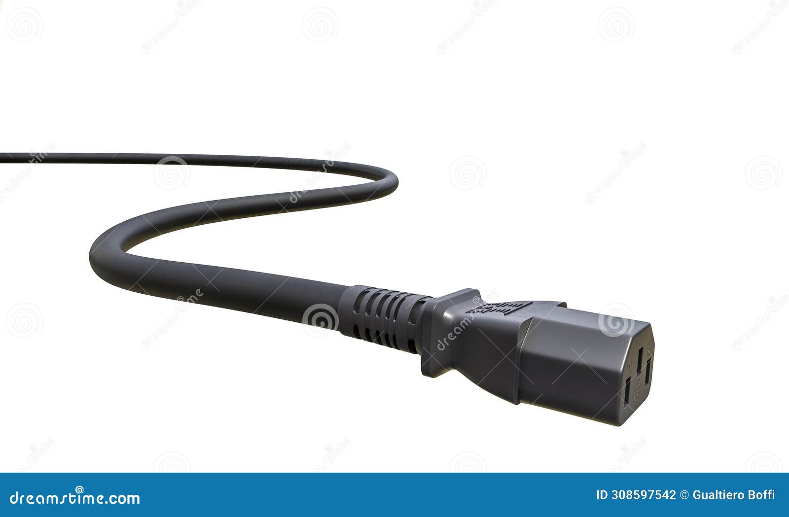 3d Illustration of a Black Power Cable Stock Illustration ...
