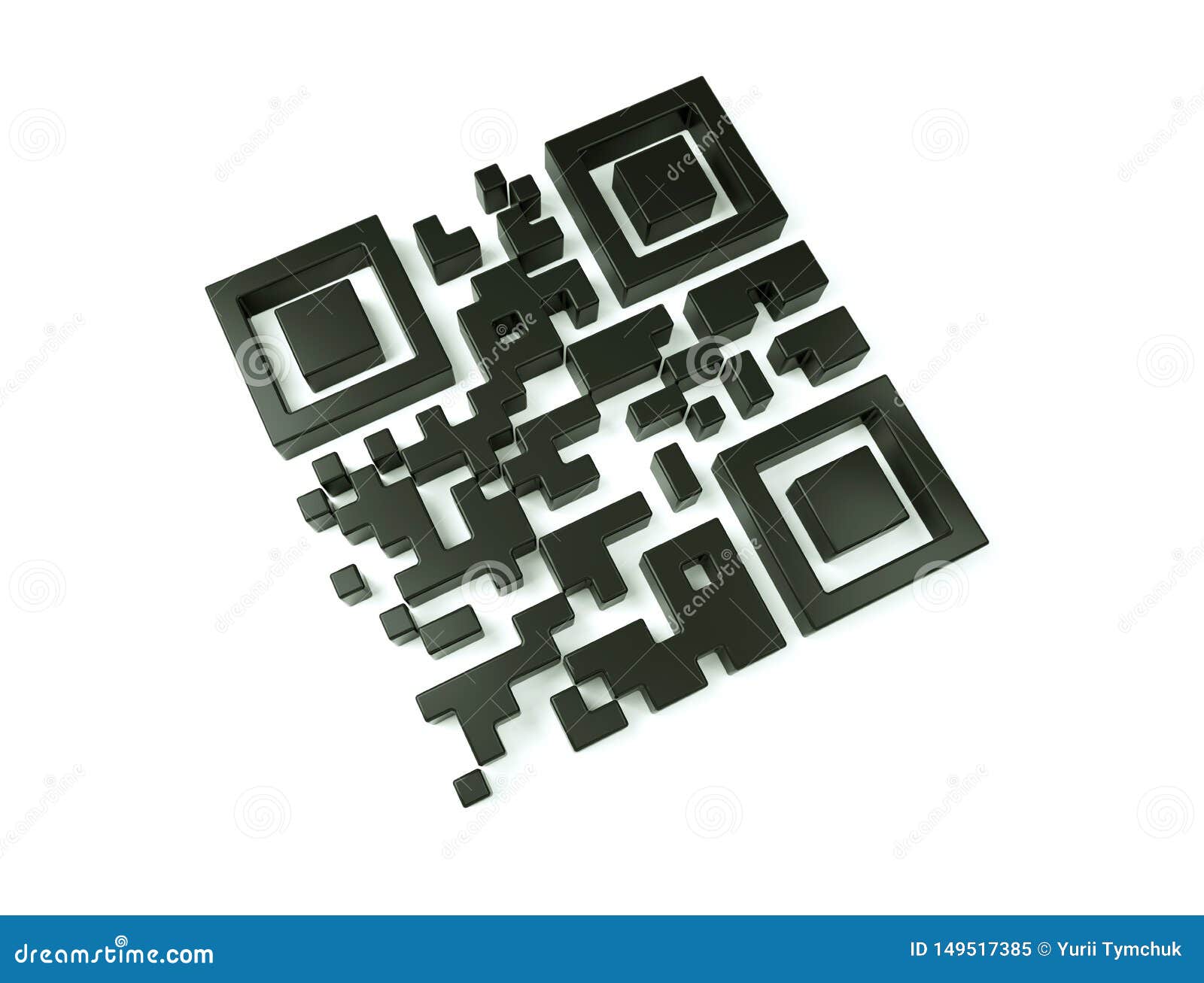 3D Illustration of Black QR Code Isolated on White Stock Illustration ...