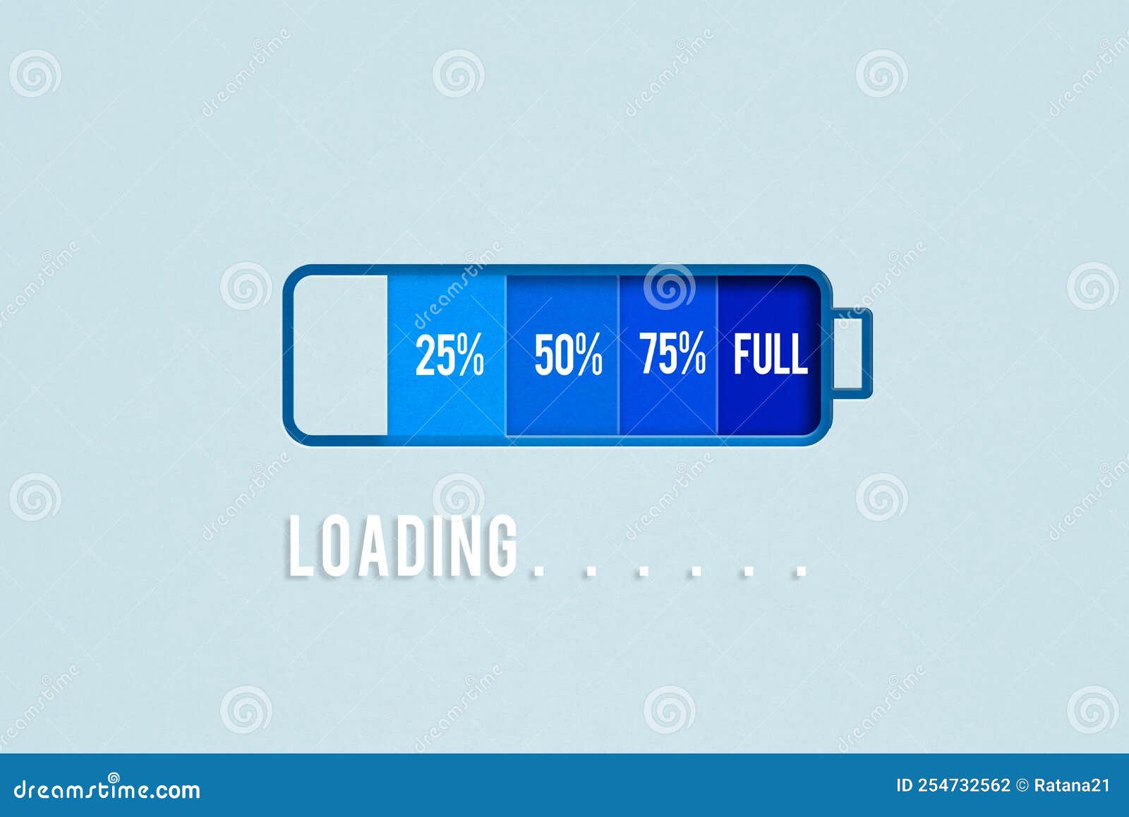 3D Illustration of Battery Loading Indicator Showing Loading Grunge ...
