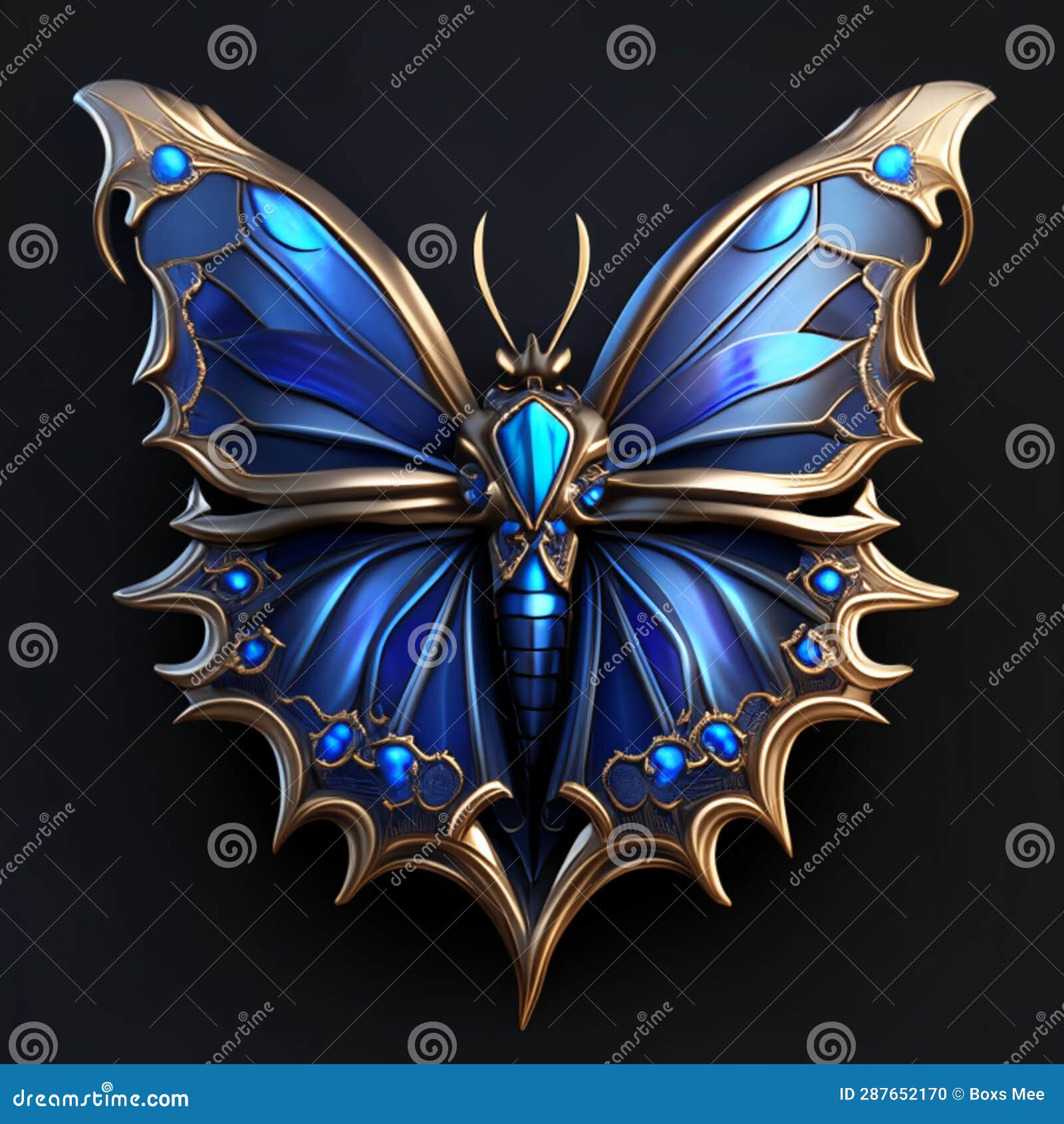 3d Illustration of a Blue Butterfly in the Form of a Shield AI ...