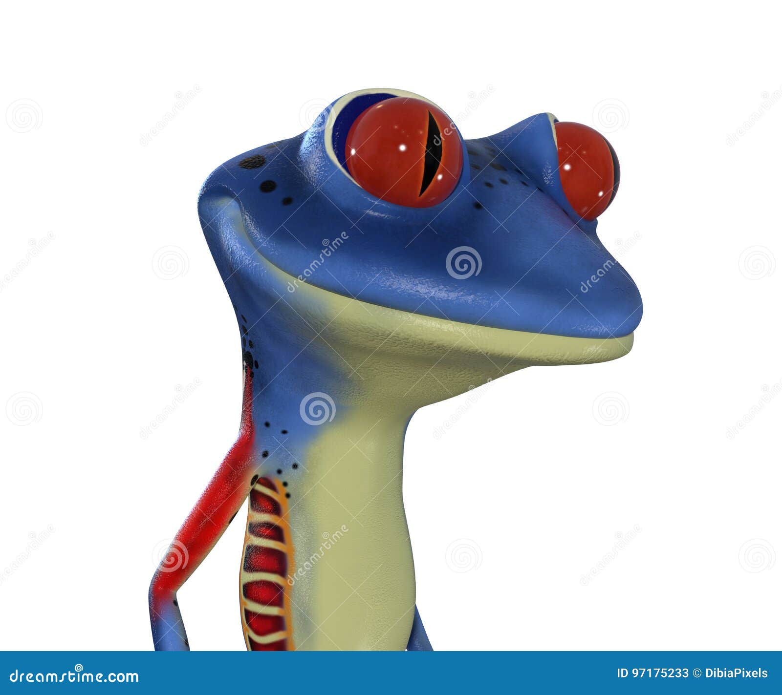 3d Illustration of a Blue Cartoon Frog. Stock Image - Illustration of ...