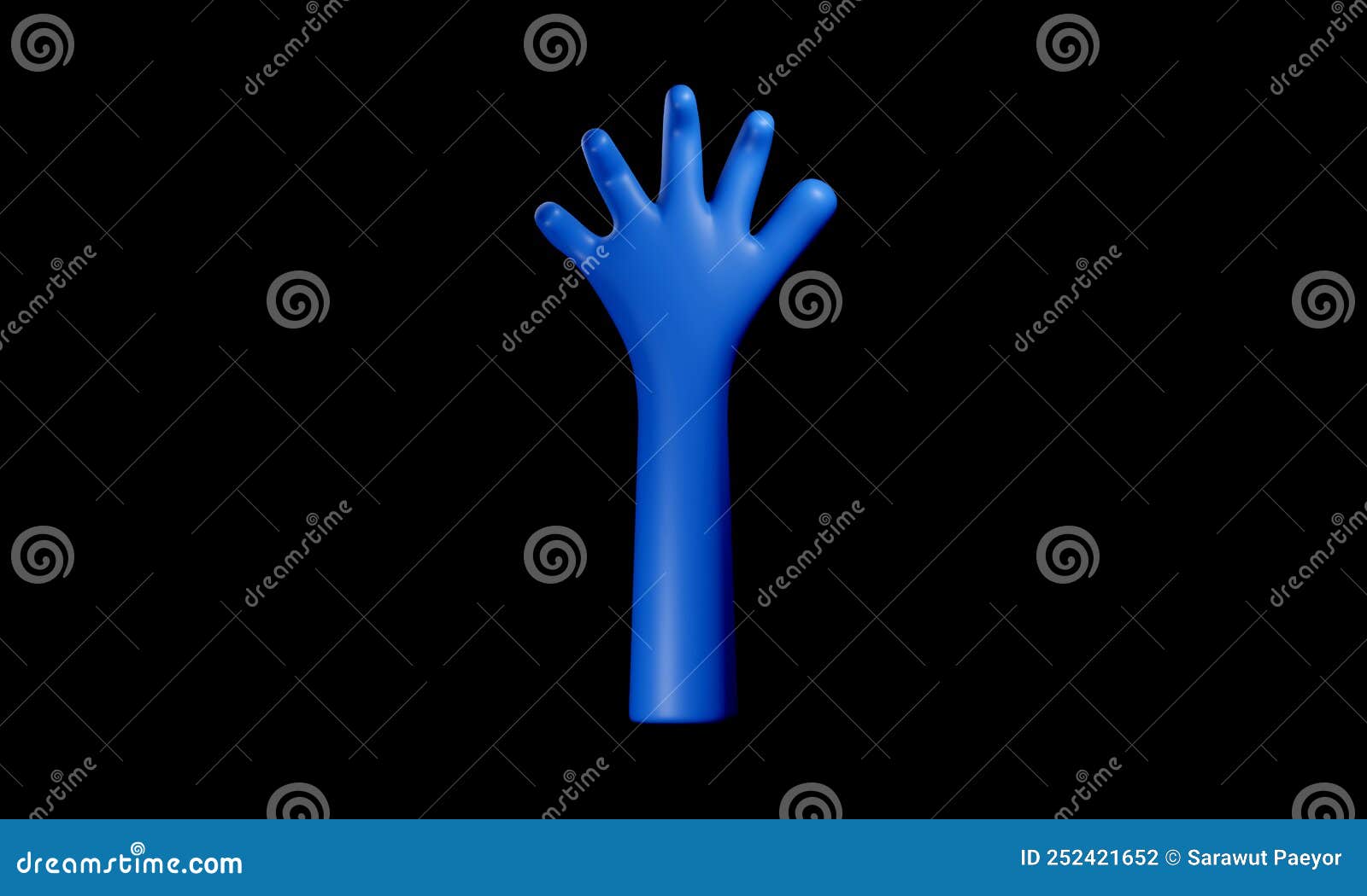 Blue Cartoon Hand Isolated Black Background Stock Illustration ...
