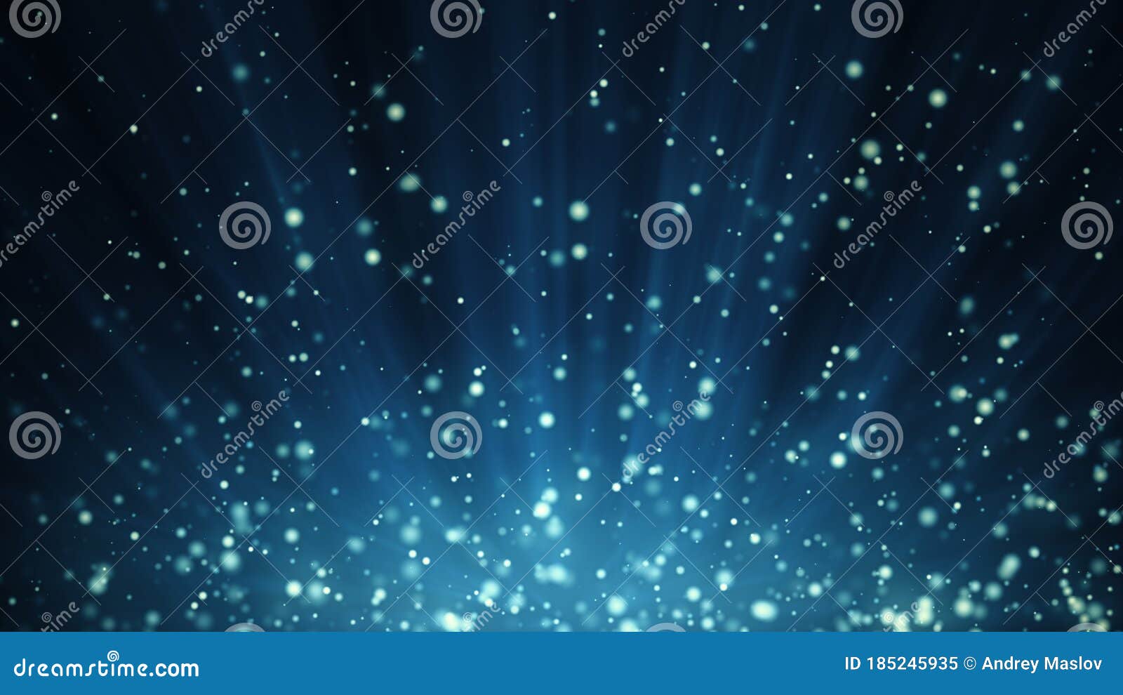 3d Illustration Blue Festive Background with Light Rays and Particles ...