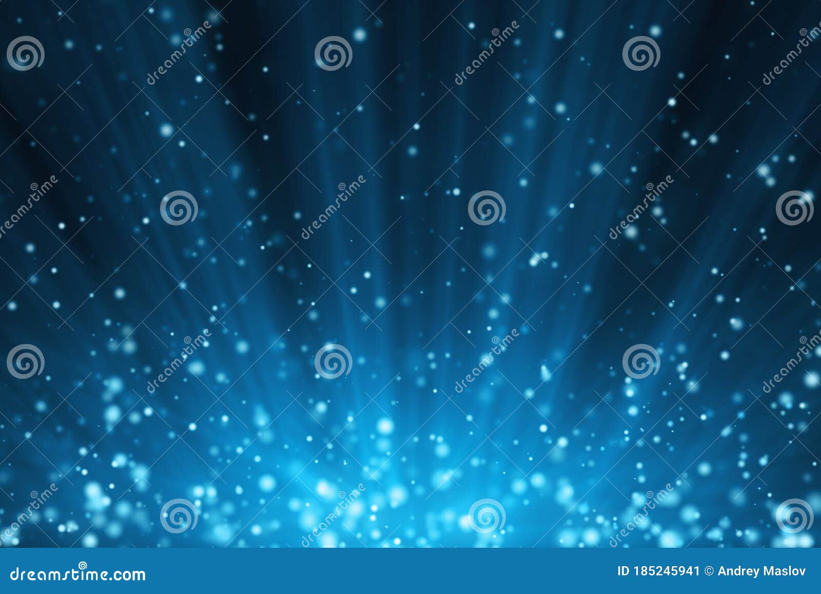 3d Illustration Blue Festive Background with Light Rays and Particles ...