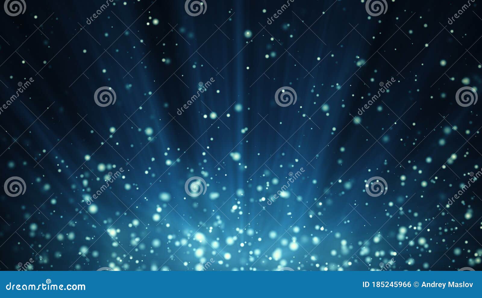 3d Illustration Blue Festive Background with Light Rays and Particles ...