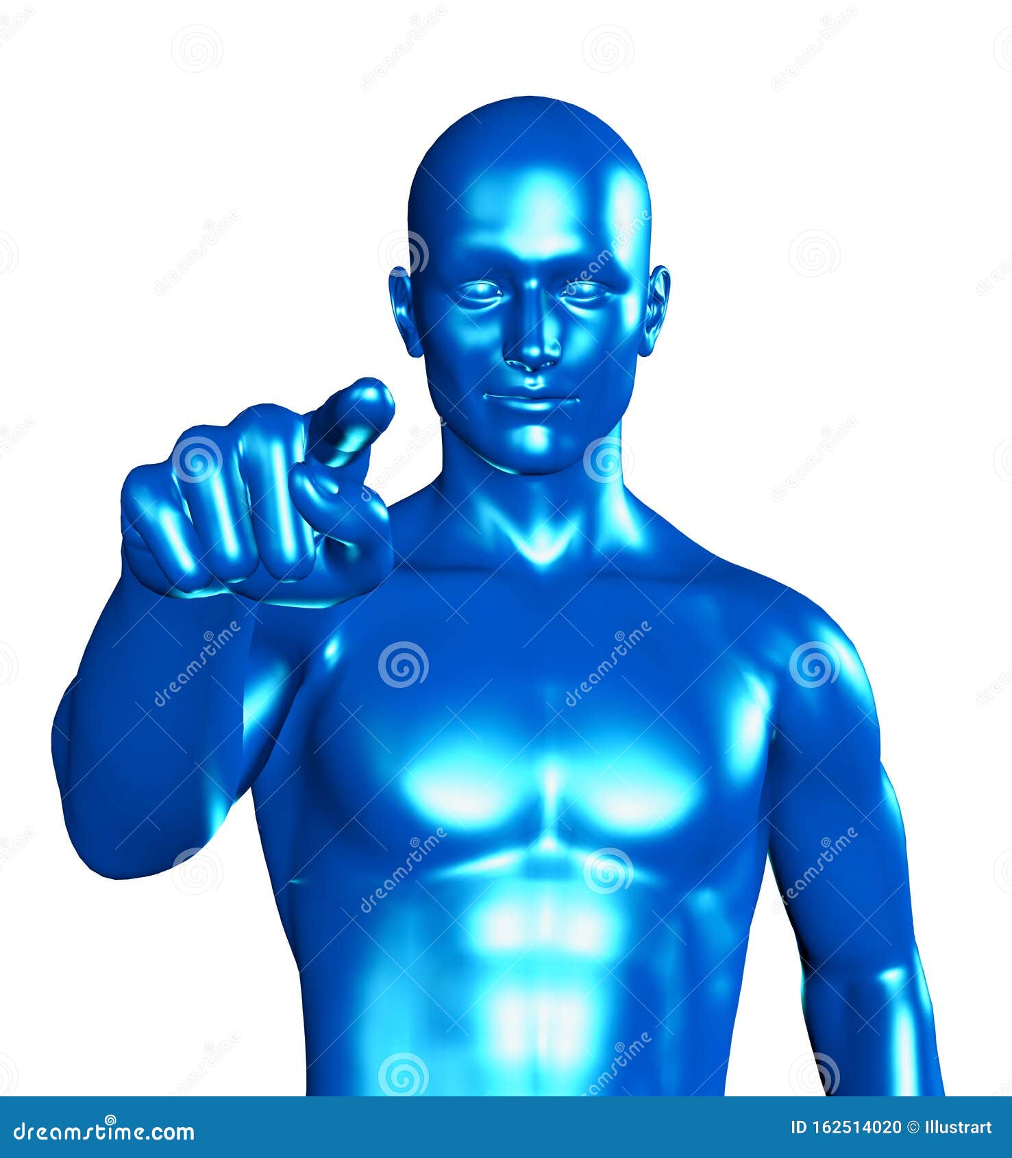 3d Illustration of a Blue Man Pointing with Her Finger Stock ...
