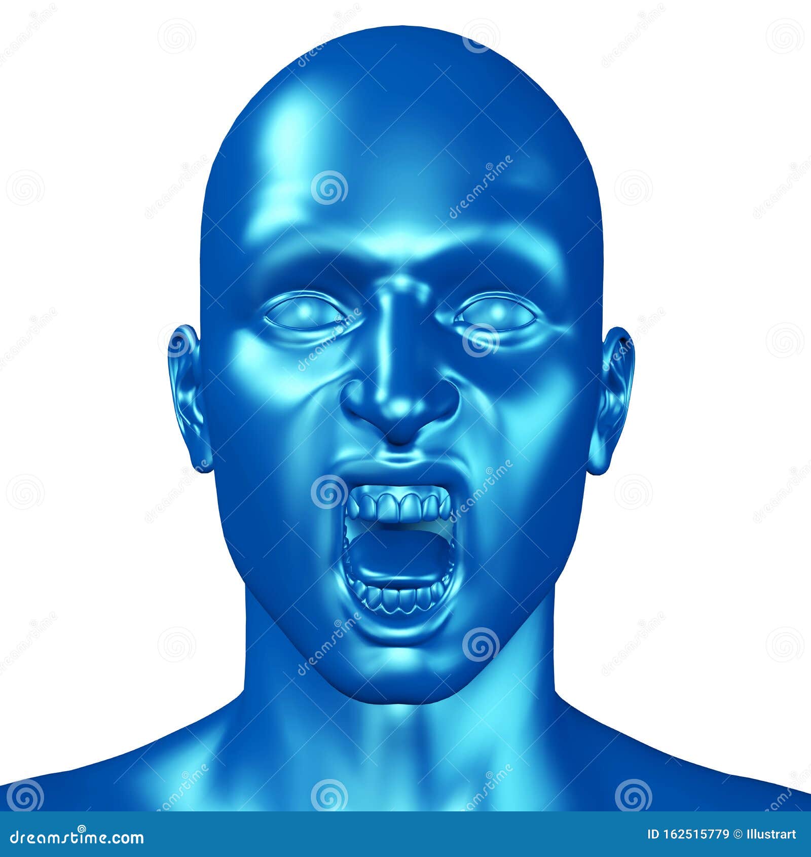 3d Illustration of a Blue Man Shouting Stock Illustration ...