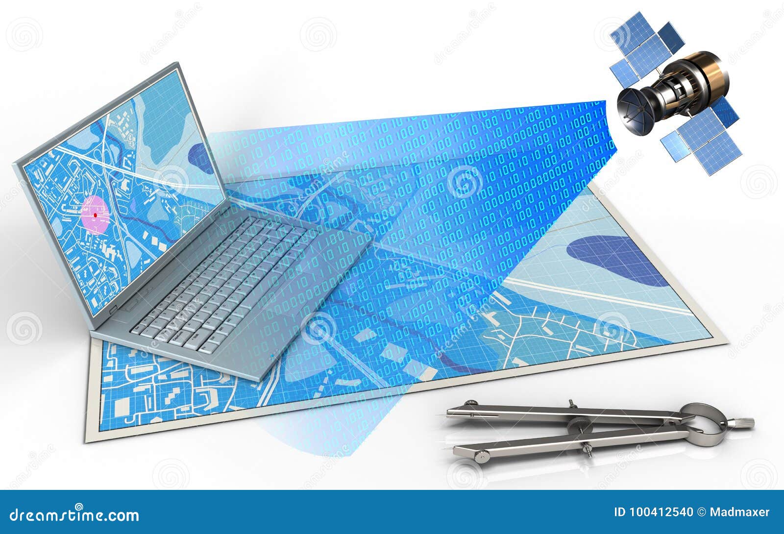 3d blue map stock illustration. Illustration of orbit - 100412540