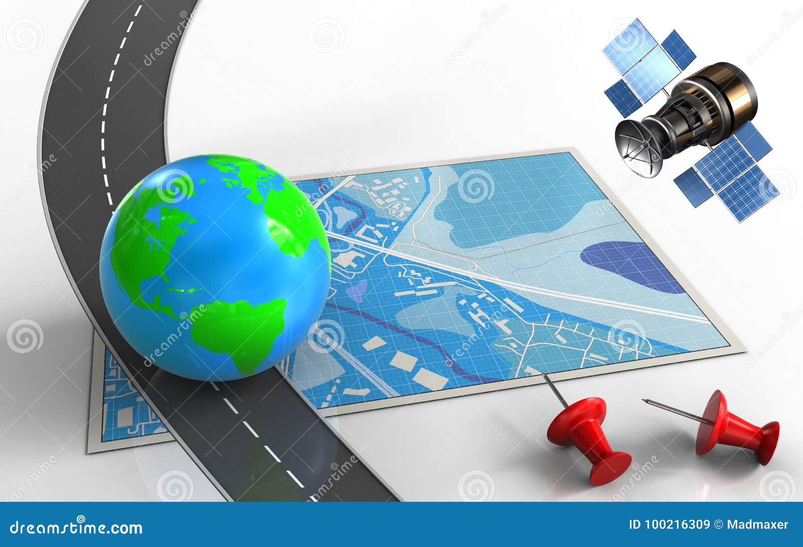 3d blue map stock illustration. Illustration of plan - 100216309