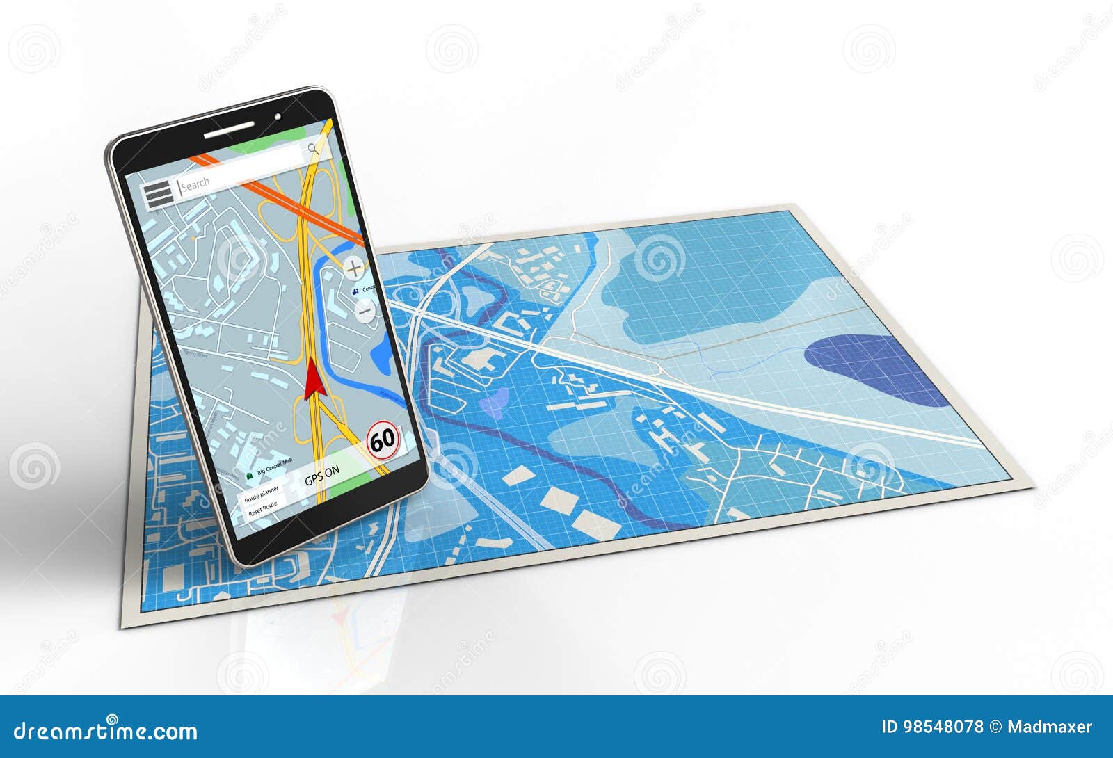 GPS Phone Navigation - Mobile Gps And Tracking Concept. Hand Holding A ...