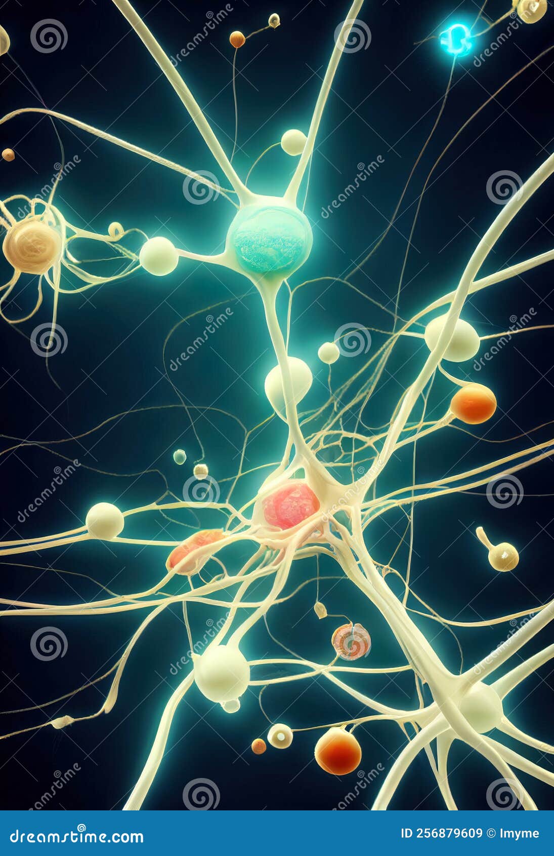 2d Illustration of Blue Neurons Connection on the Black Stock ...