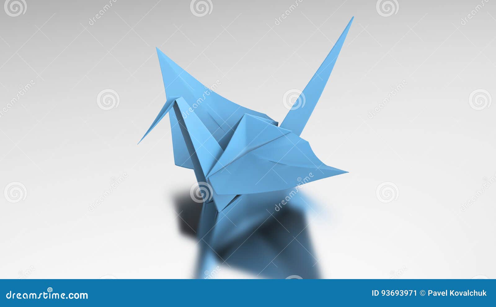 3D Illustration Blue Origami Bird Stock Illustration - Illustration of ...