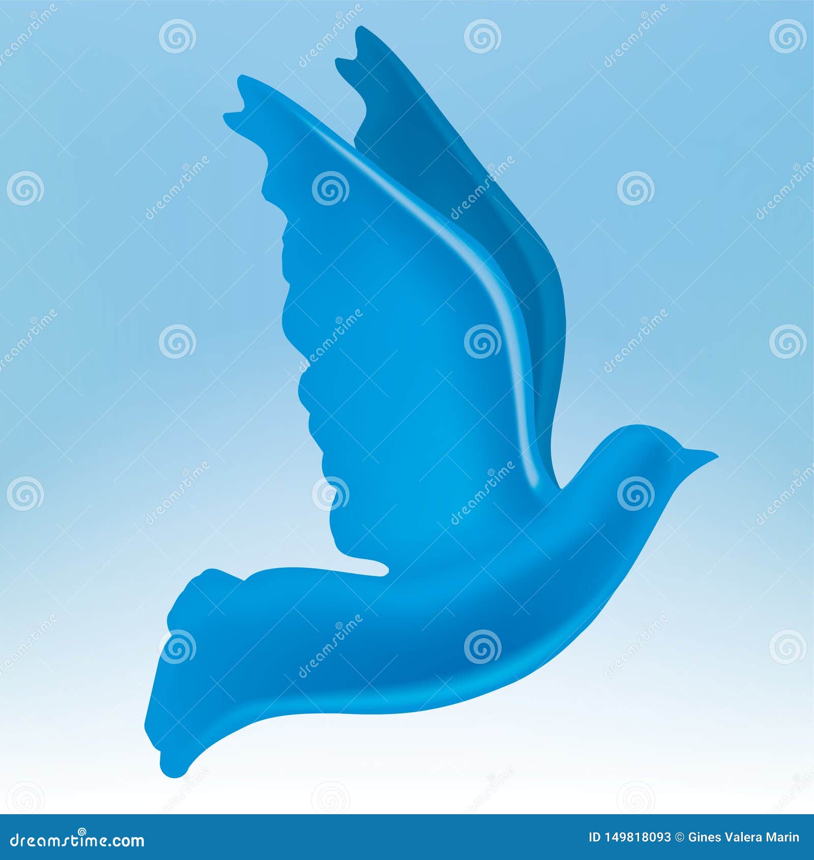 3D Illustration of Blue Peace Dove Symbol Stock Vector - Illustration ...