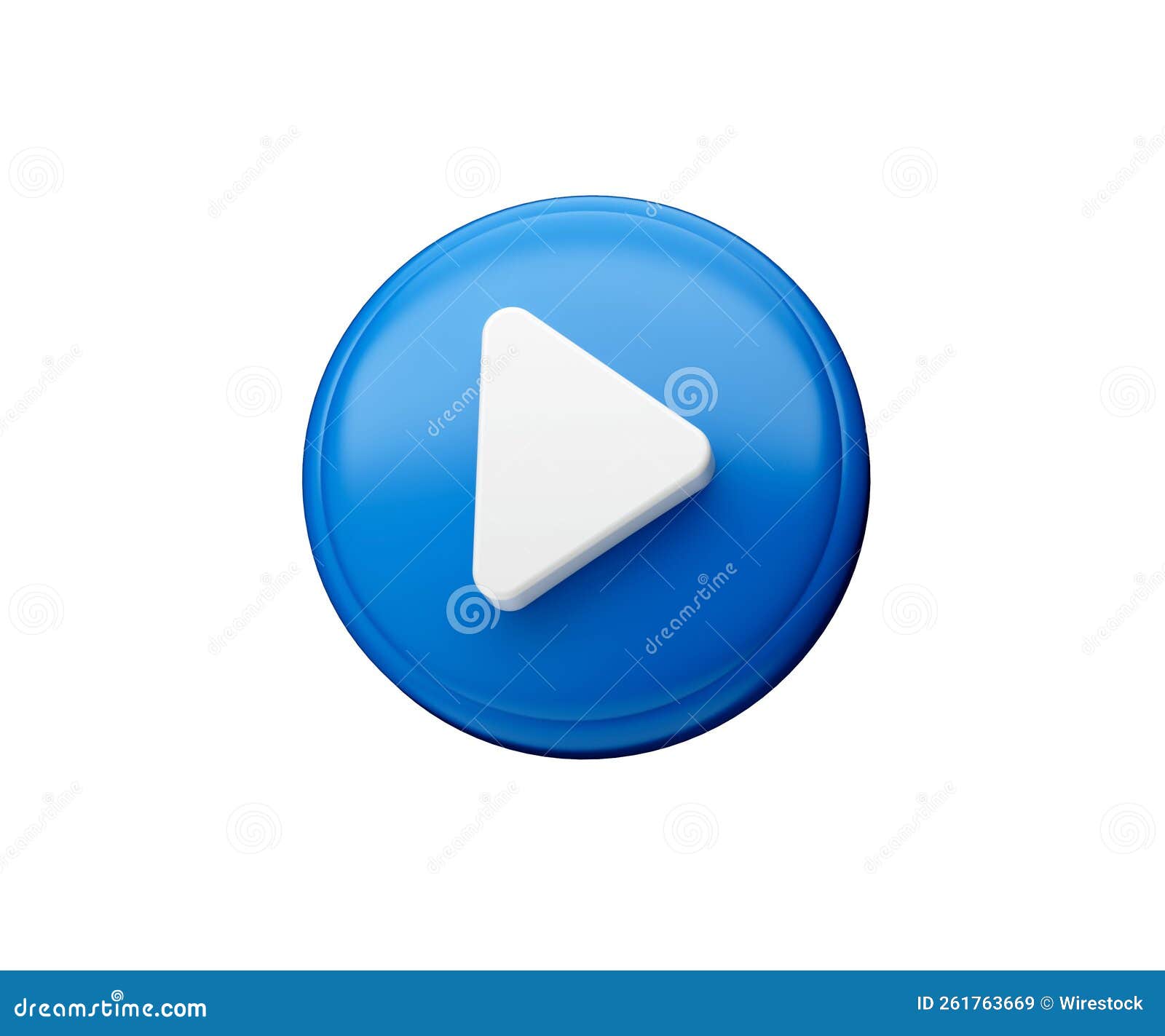3D Illustration of a Blue Play Button Isolated on a White Background ...