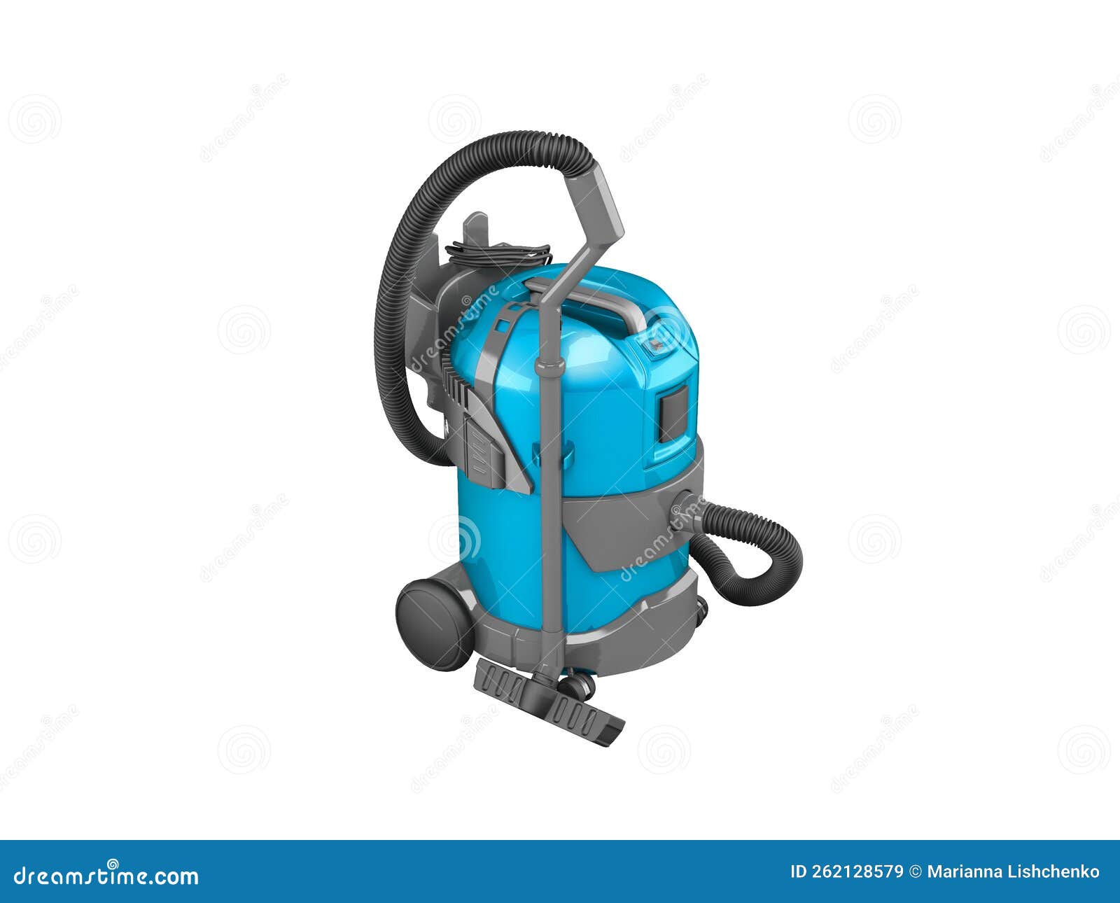 3D Illustration of Blue Professional Vacuum Cleaner on White Background ...