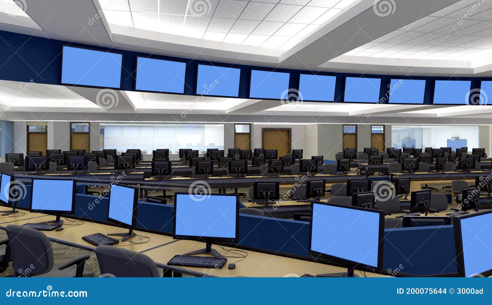 Remote Operations Monitors stock illustration. Illustration of business ...