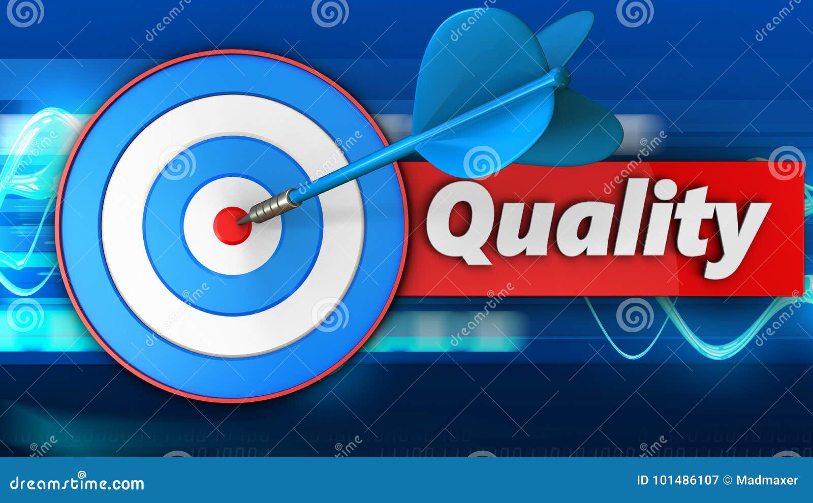 3d Blue Target with Quality Stock Illustration - Illustration of ...
