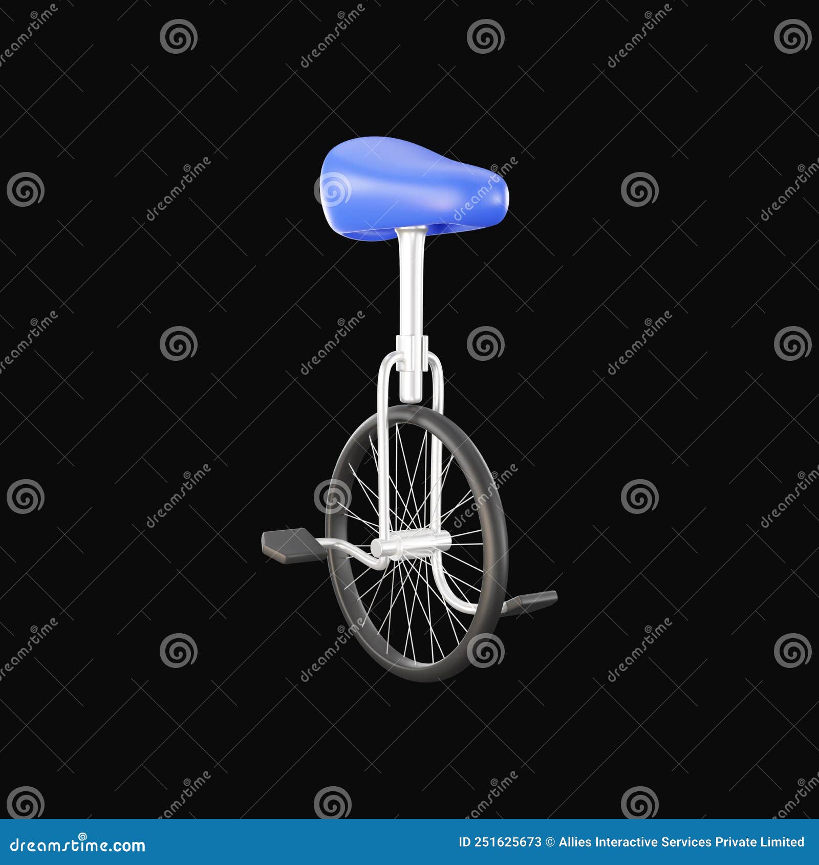 3D Illustration of Blue Unicycle Over Black Stock Illustration ...