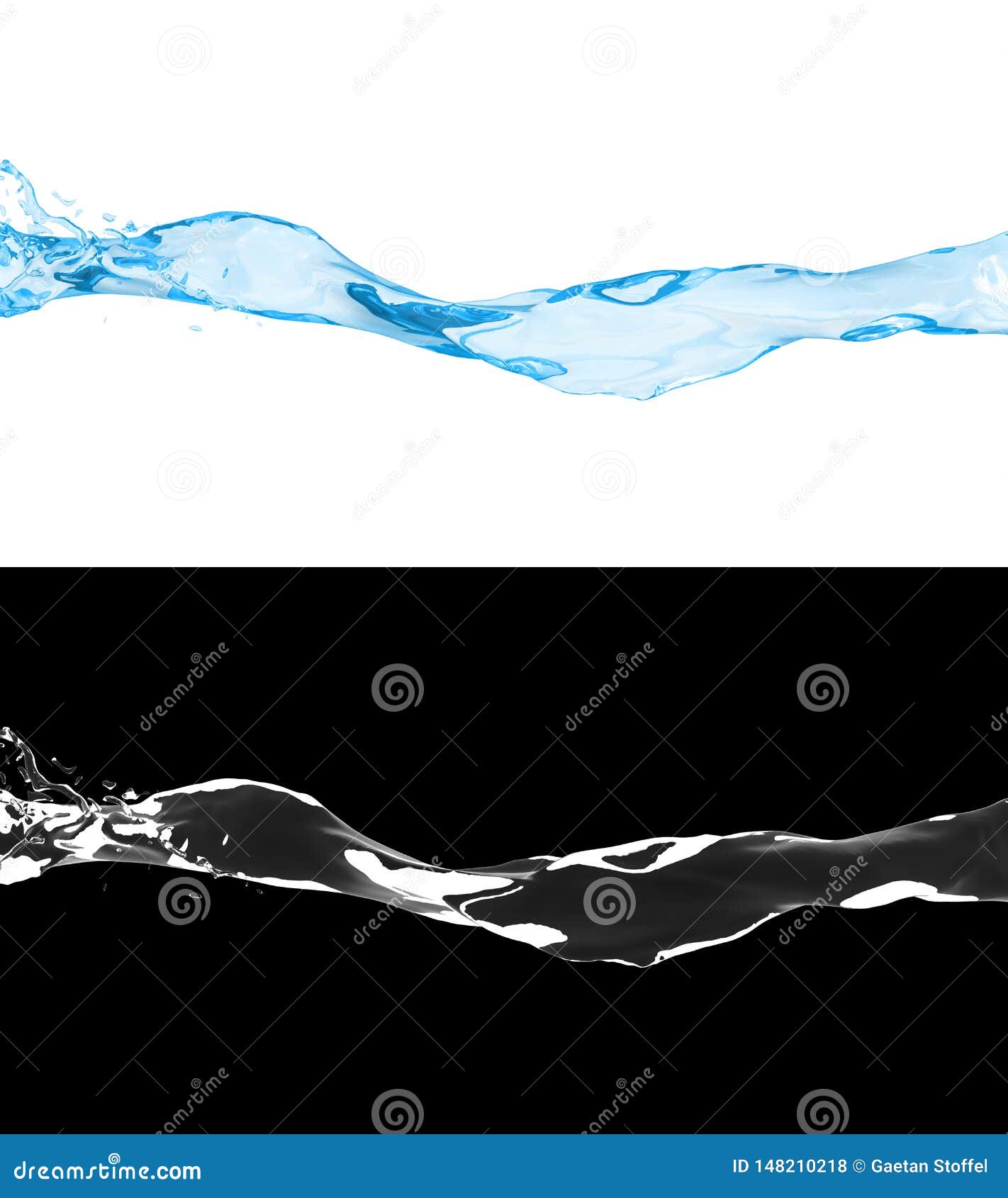 3D Illustration of a Blue Water Flow Stock Illustration - Illustration ...