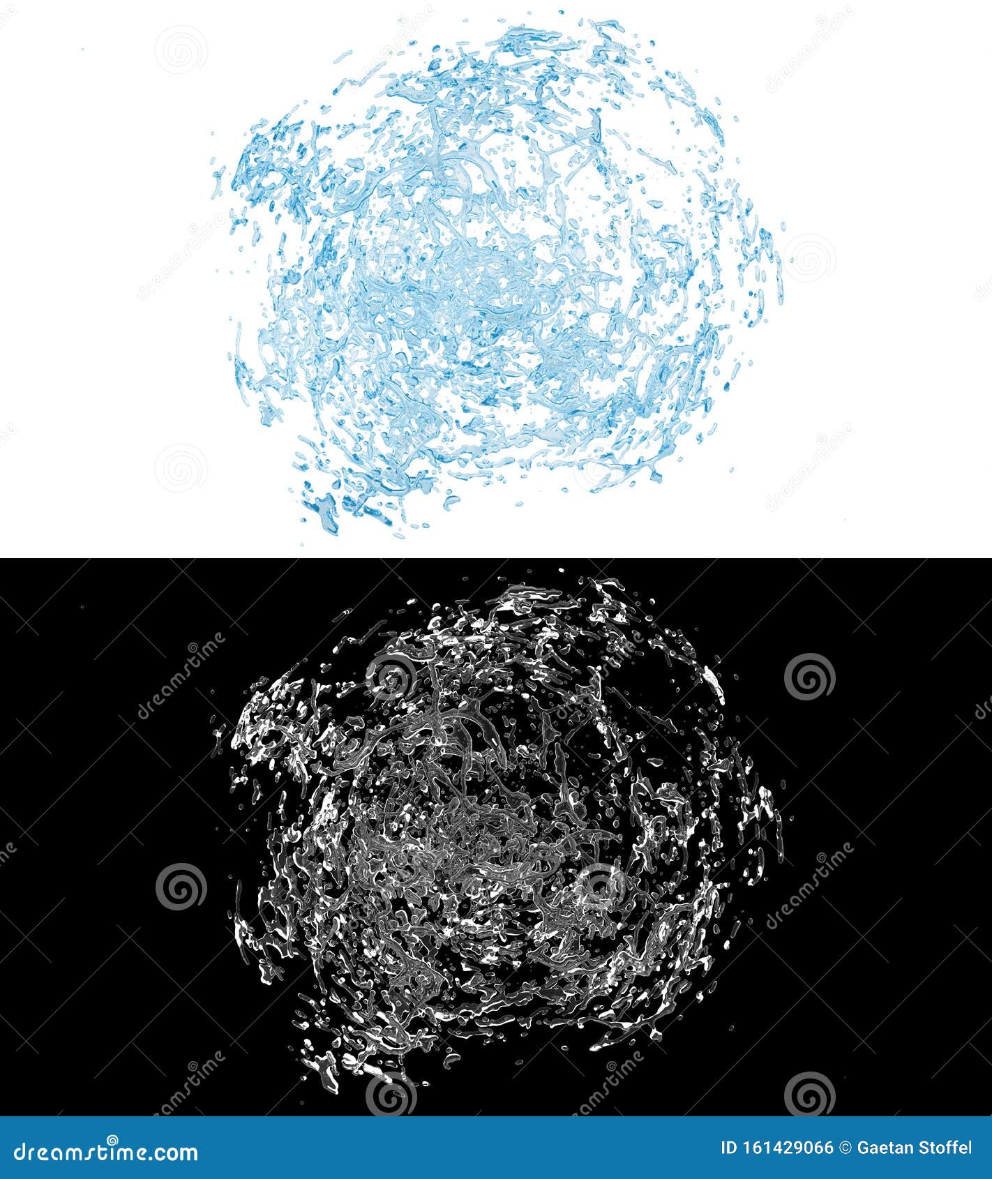 3D Illustration of a Blue Water Splash with Alpha Layer Stock ...
