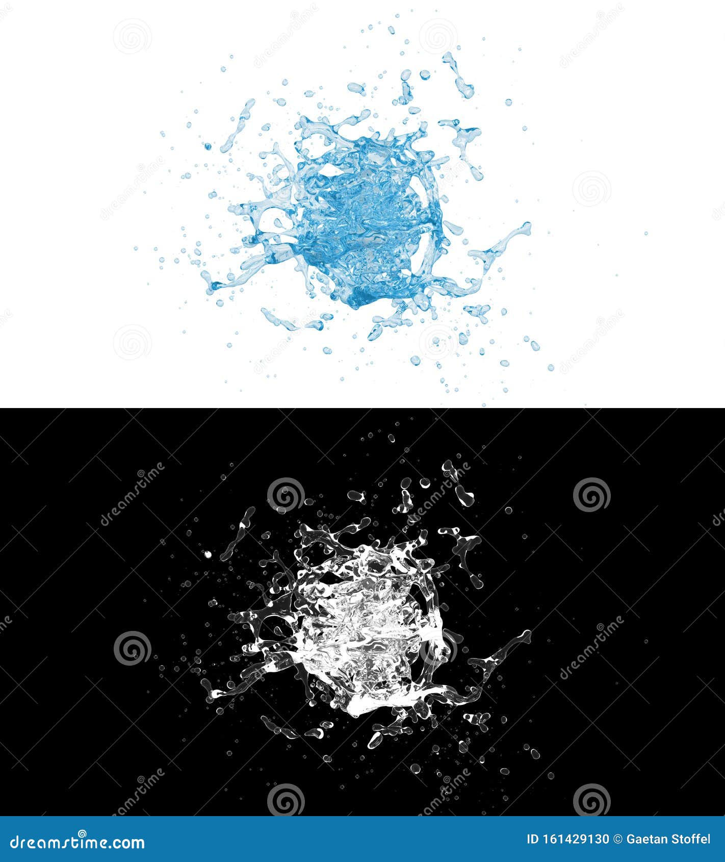 3D Illustration of a Blue Water Splash with Alpha Layer Stock ...