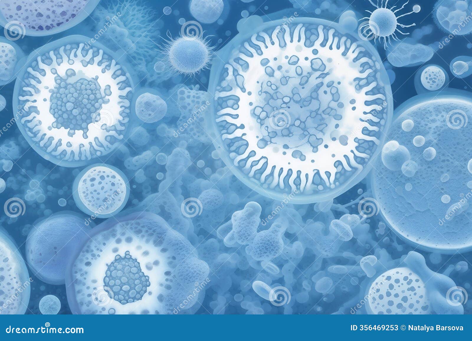Microorganisms, Viruses, Bacteria and Cells Under a Microscope Stock ...