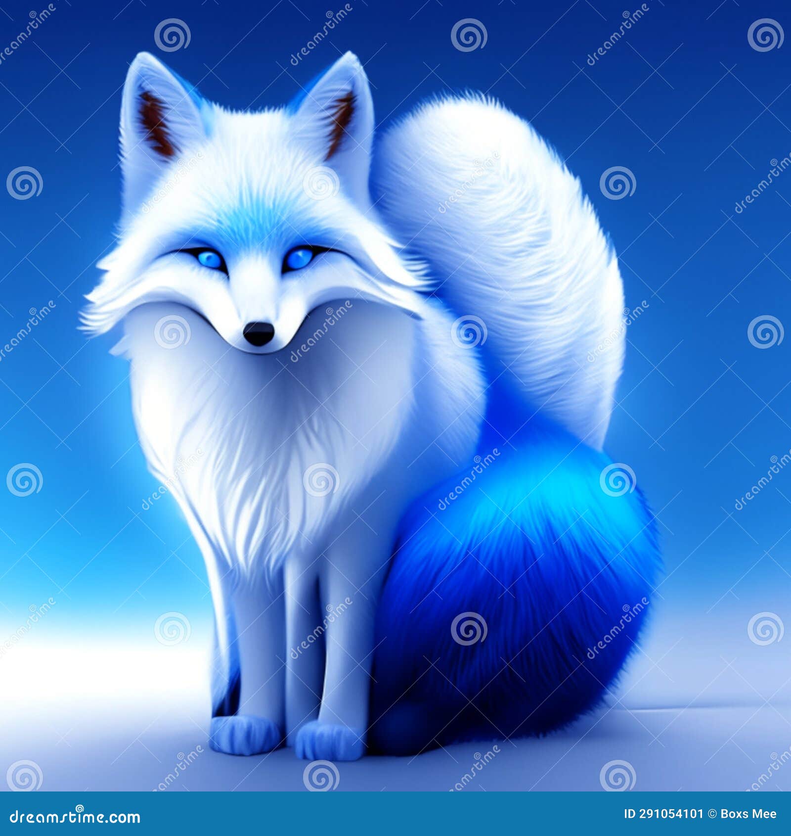 3d Illustration of a Blue and White Fox in a Blue Background Generative ...