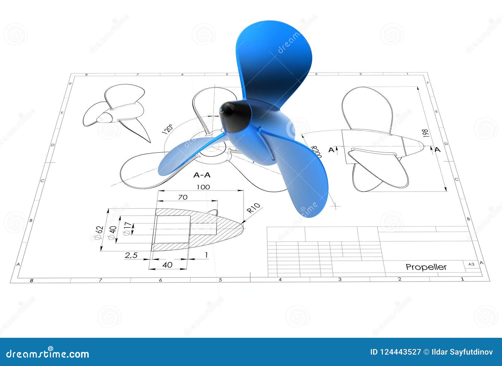 3d Illustration of Boat Propeller Stock Illustration - Illustration of ...