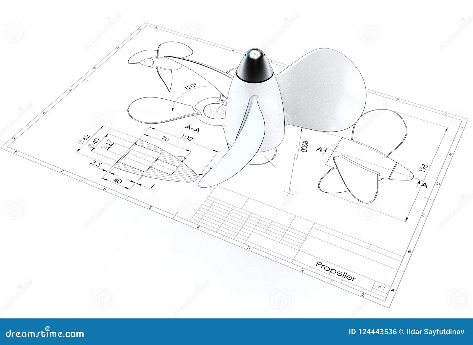 3d Illustration of Boat Propeller Stock Illustration - Illustration of ...