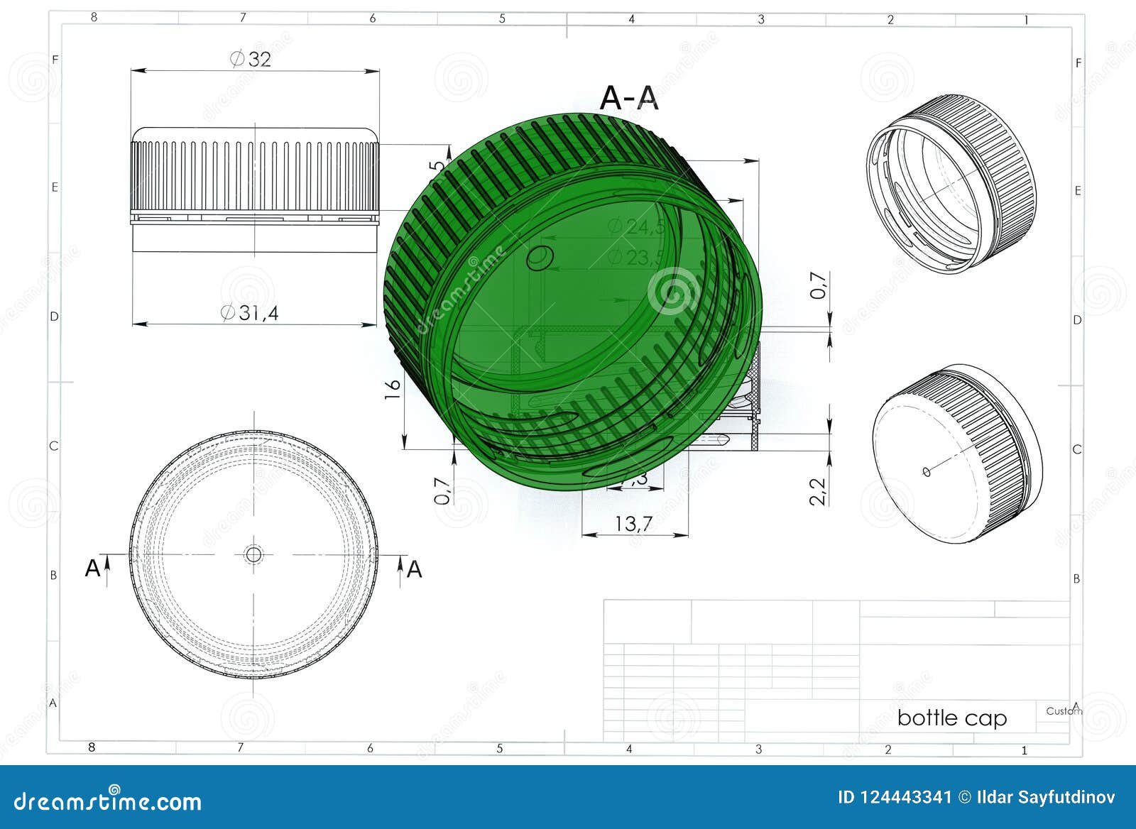 3d Illustration of Bottle Cap Stock Illustration - Illustration of ...