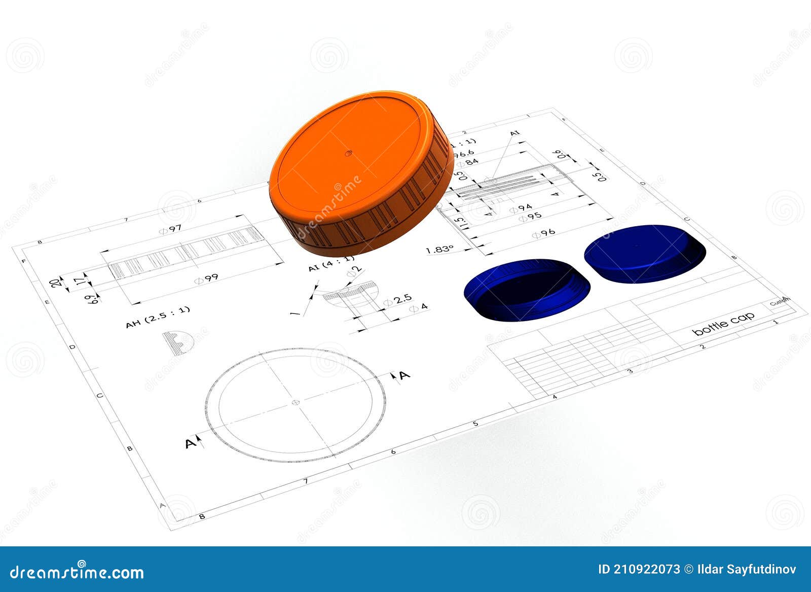 3d Illustration of Plastic Bottle Cap Stock Illustration - Illustration ...