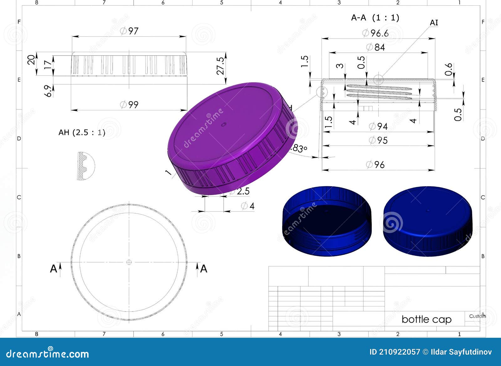 3d Illustration of Plastic Bottle Cap Stock Illustration - Illustration ...