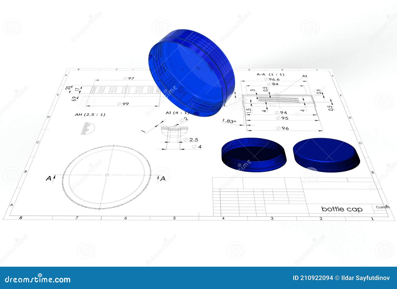 3d Illustration of Plastic Bottle Cap Stock Illustration - Illustration ...