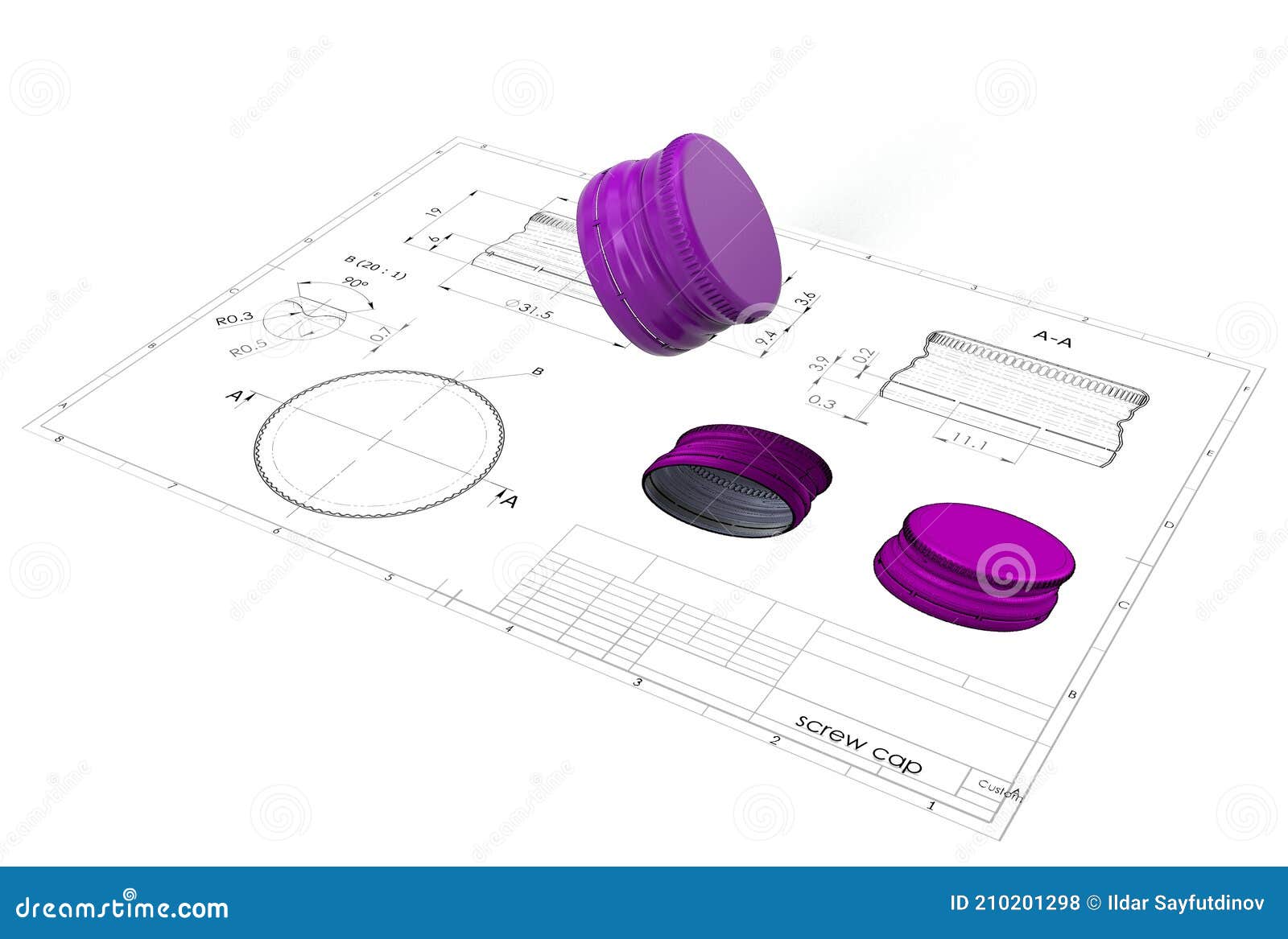 3d Illustration of Bottle Cap Stock Illustration - Illustration of cold ...