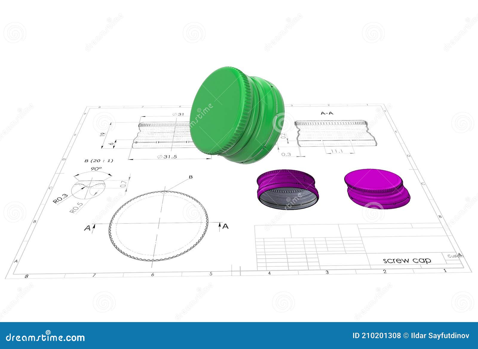 3d Illustration of Bottle Cap Stock Illustration - Illustration of ...