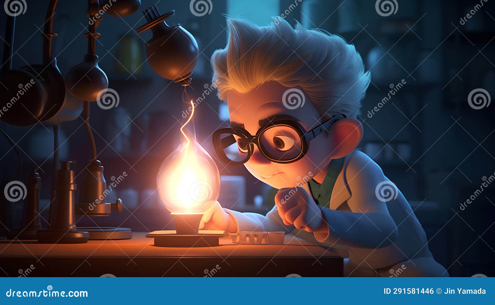 3d Illustration of a Boy Making a Magic Potion in the Laboratory Stock ...