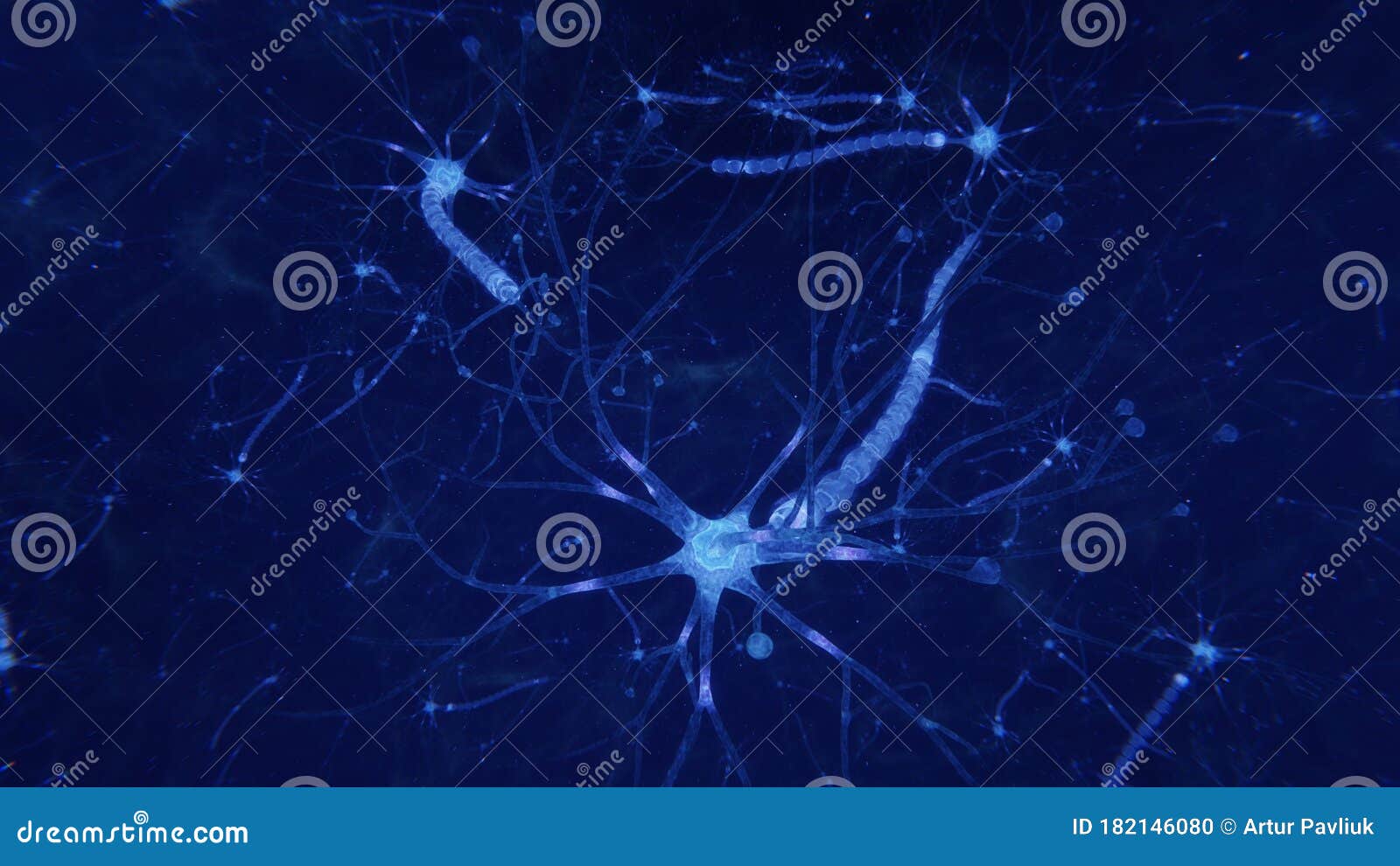 3d Render Brain Neurons with Synapses and Axons Stock Illustration ...