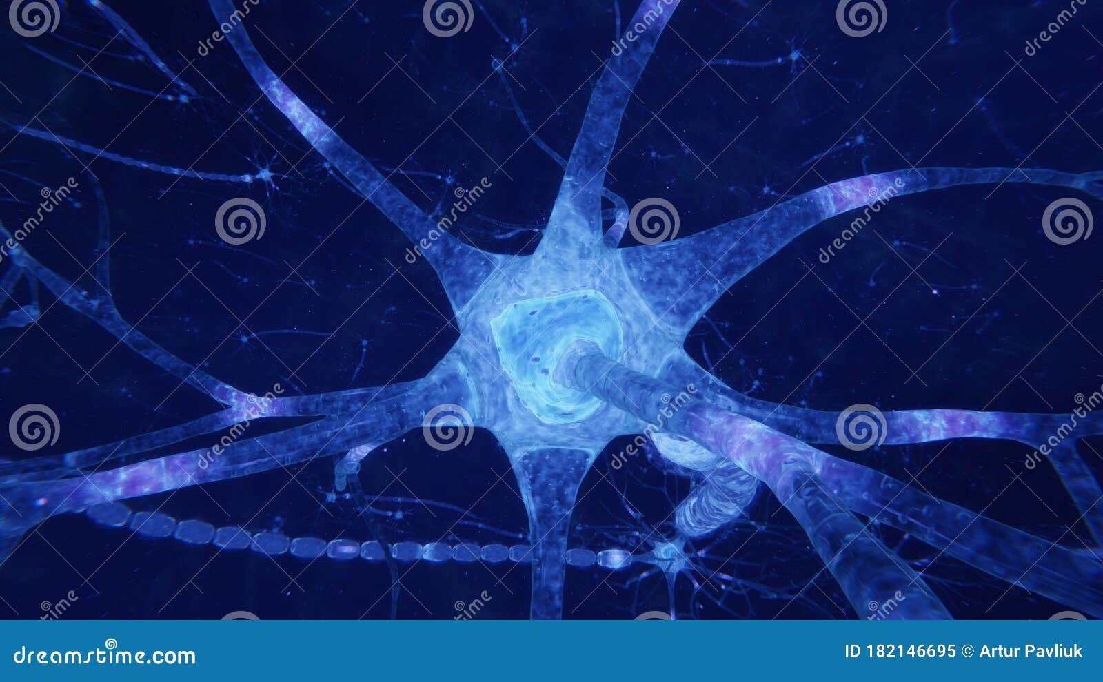 3d Render Brain Neurons with Synapses and Axons Stock Illustration ...