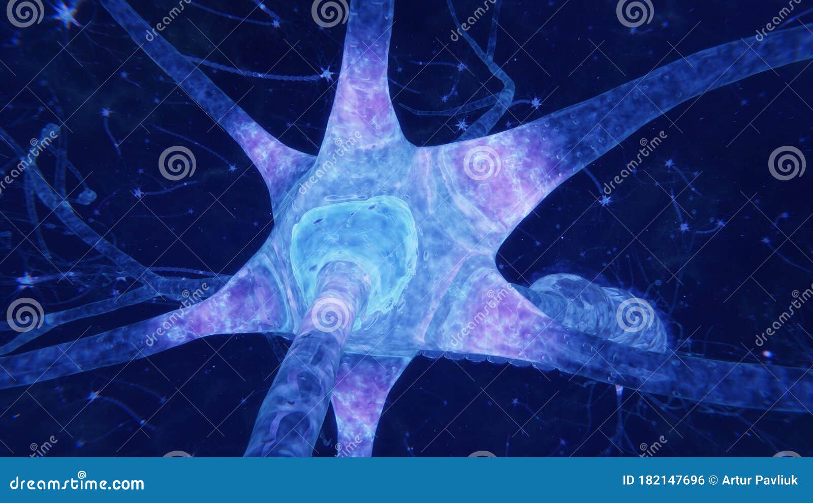 3d Render Brain Neurons with Synapses and Axons Stock Illustration ...