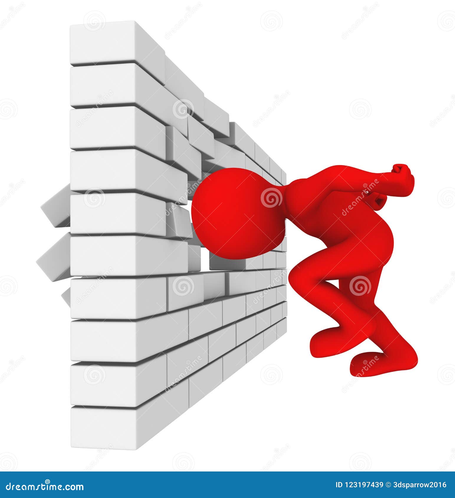 3d Illustration. Breaking the Wall. Power Concept Stock Illustration ...
