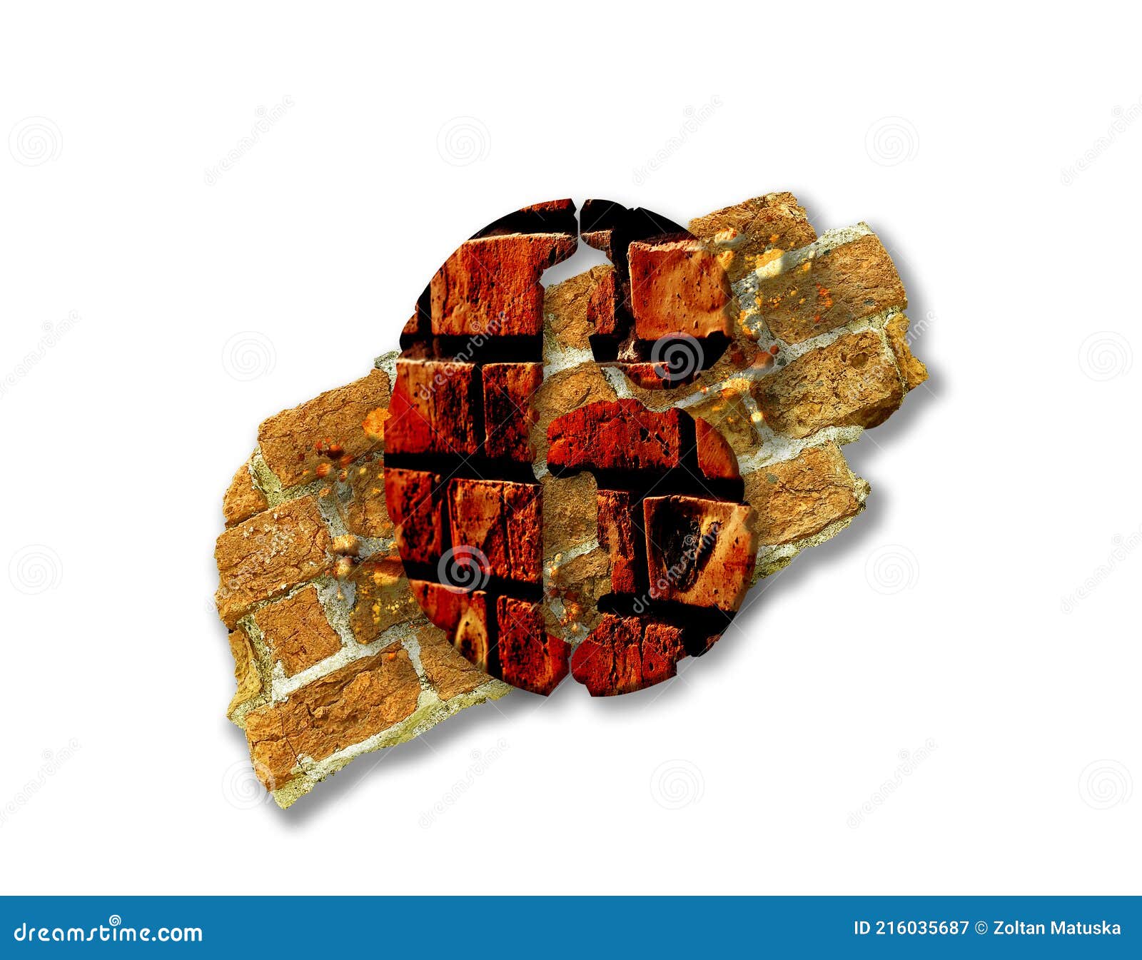 3d Illustration Brick Wall NUMBER 6 Grunge Design Element, Isolated ...