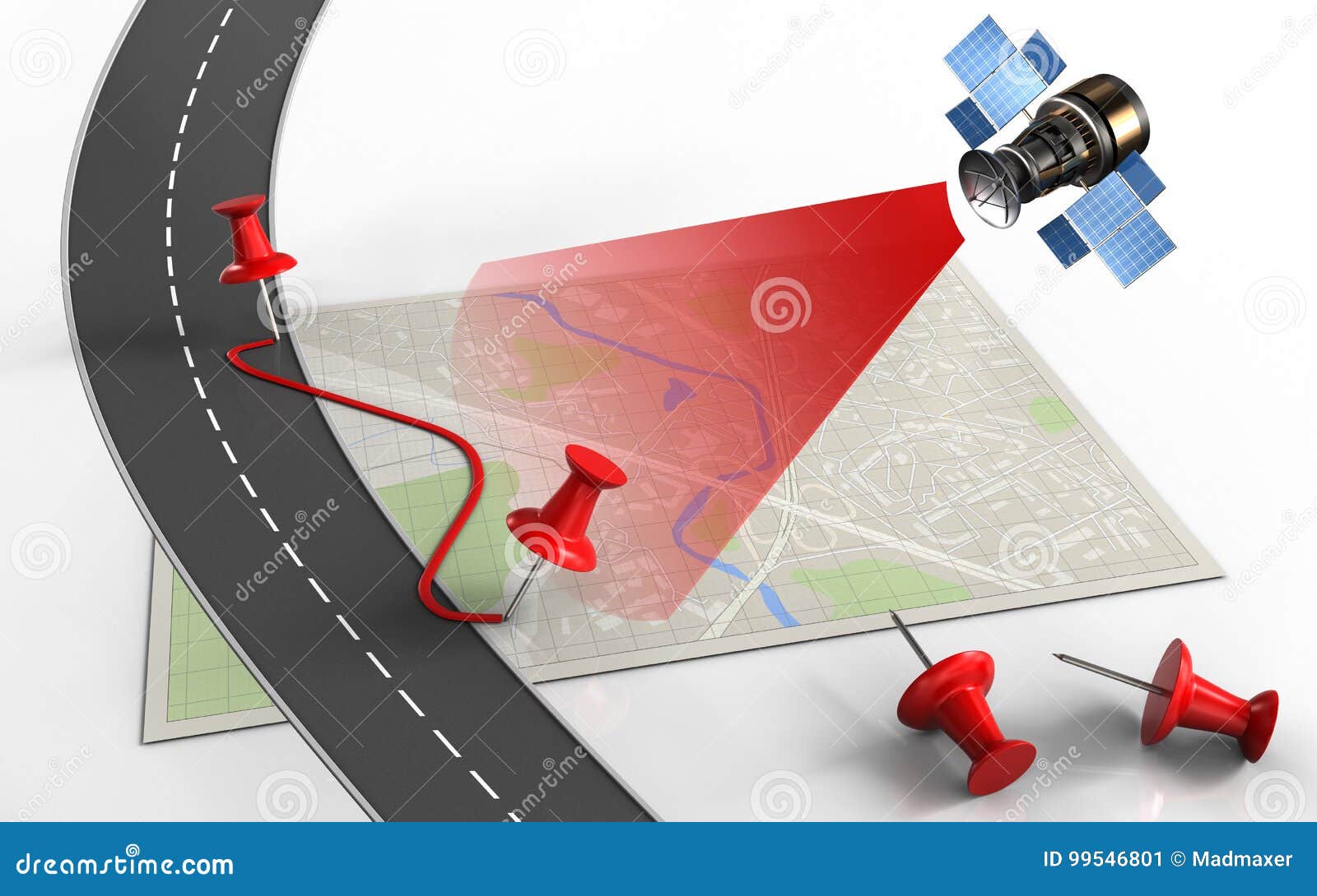 3d pins and route stock illustration. Illustration of driving - 99546801