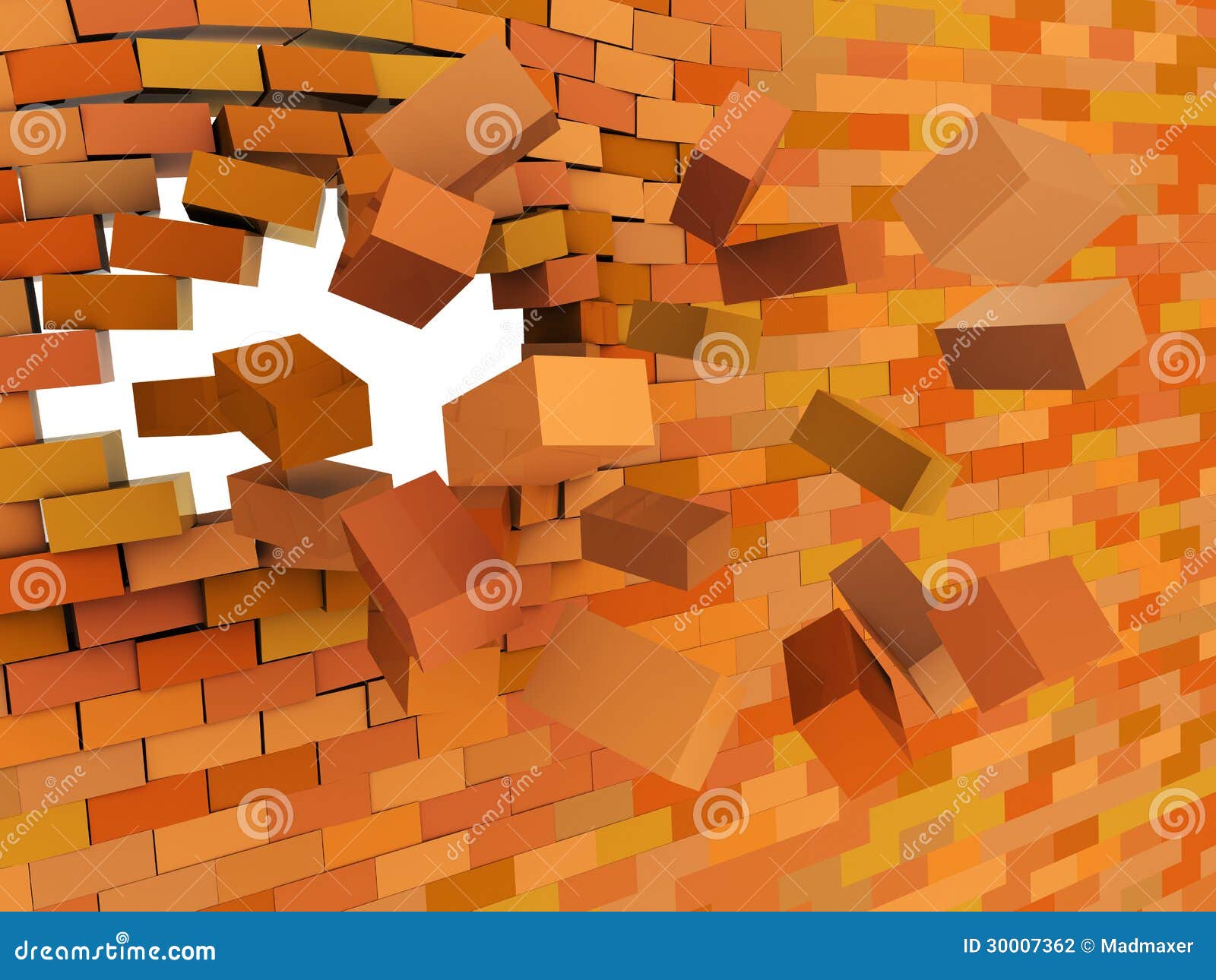 Brick wall crashing stock illustration. Illustration of background ...