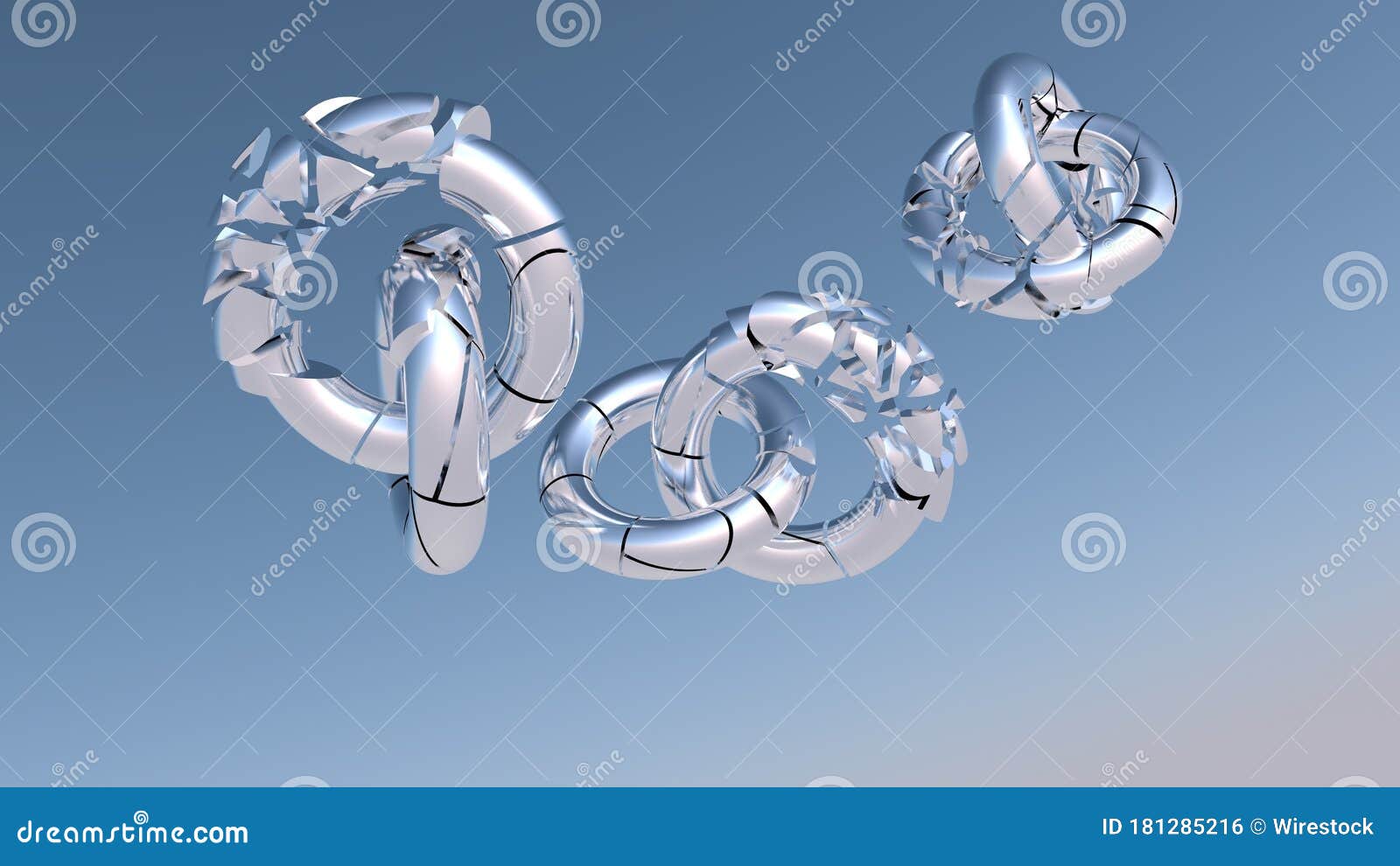 3D Illustration of Broken Rings with a Blue Background Stock ...