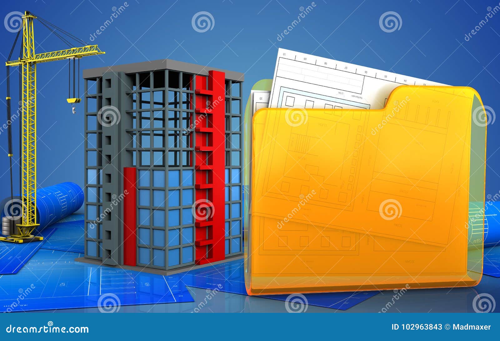 3d of folder stock illustration. Illustration of folder - 102963843